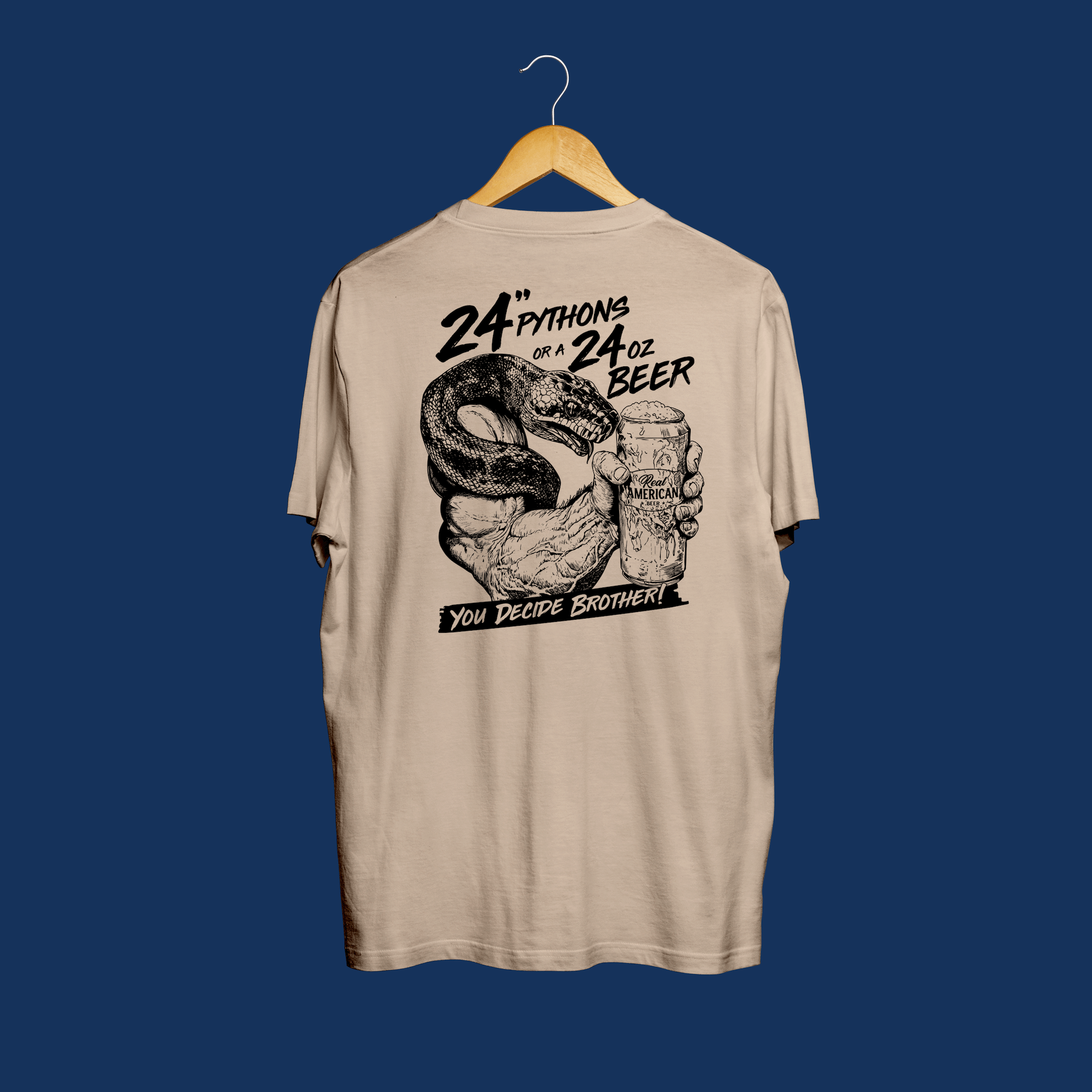 24oz Pythons Tee | Real American Beer